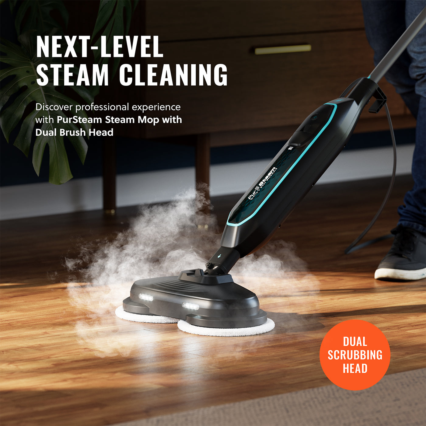 ScrubMaster Steam Mop with Dual Scrubbing Head – PurSteam
