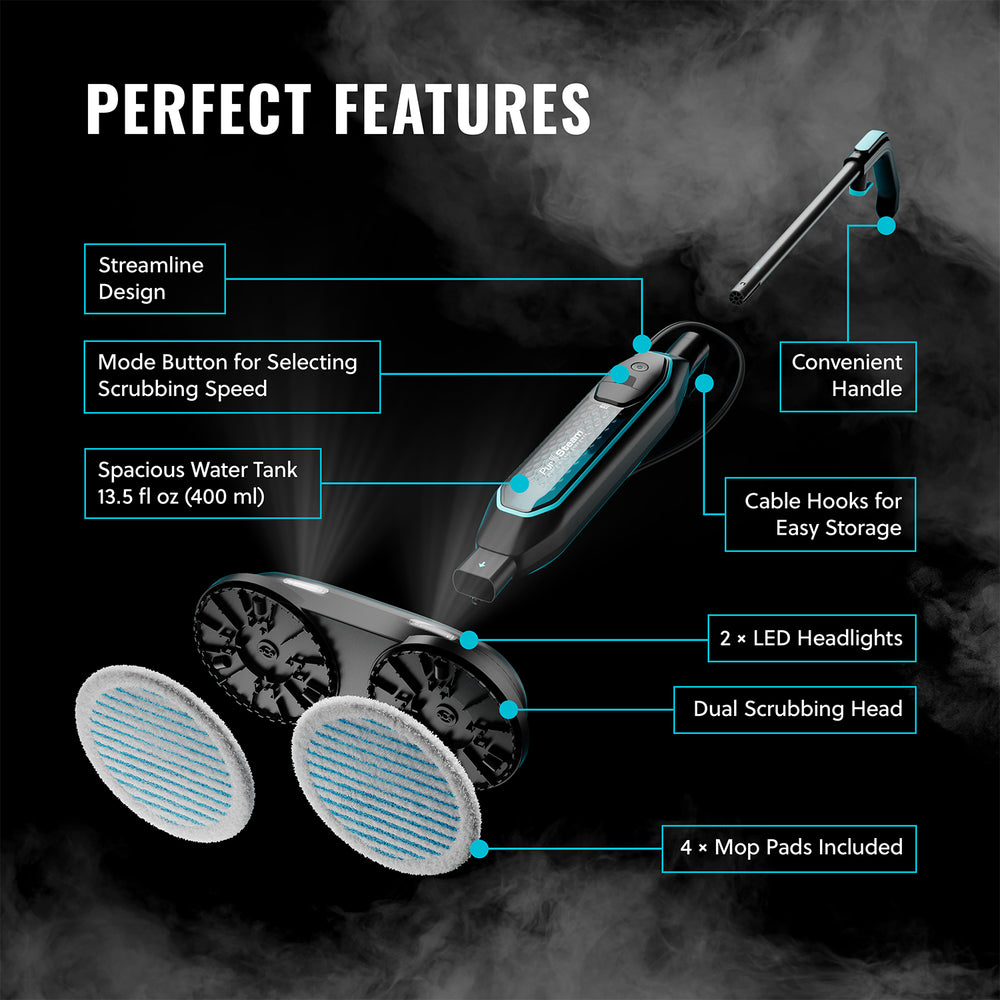ScrubMaster Steam Mop with Dual Scrubbing Head – PurSteam