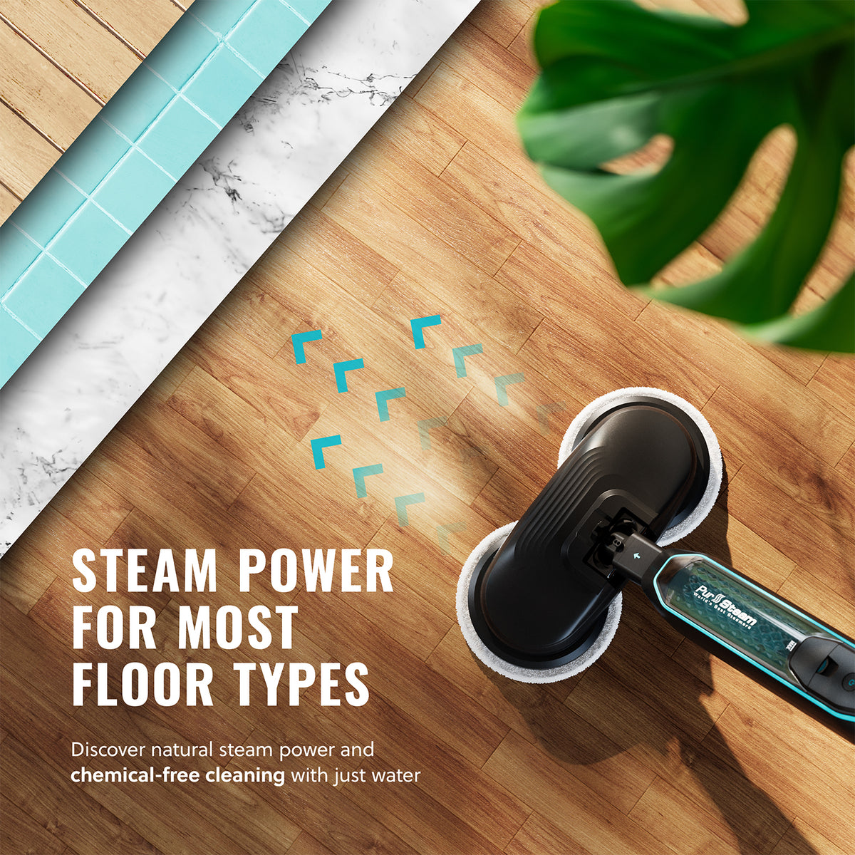 ScrubMaster Steam Mop with Dual Scrubbing Head – PurSteam