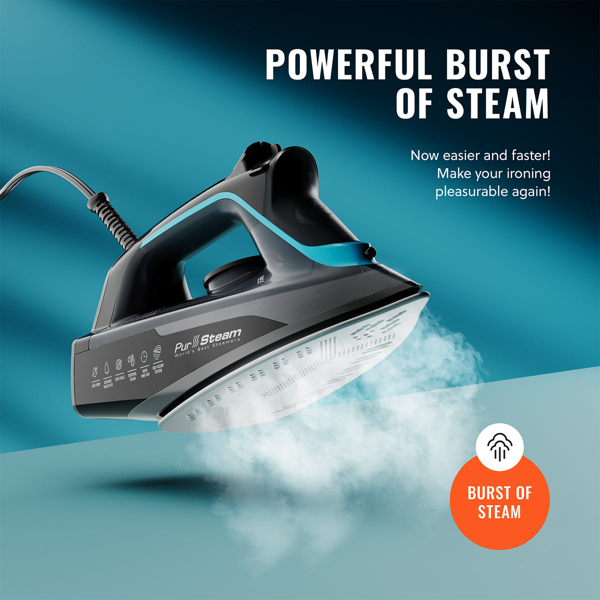 SteamBurst+ 1750W Steam Iron – PurSteam